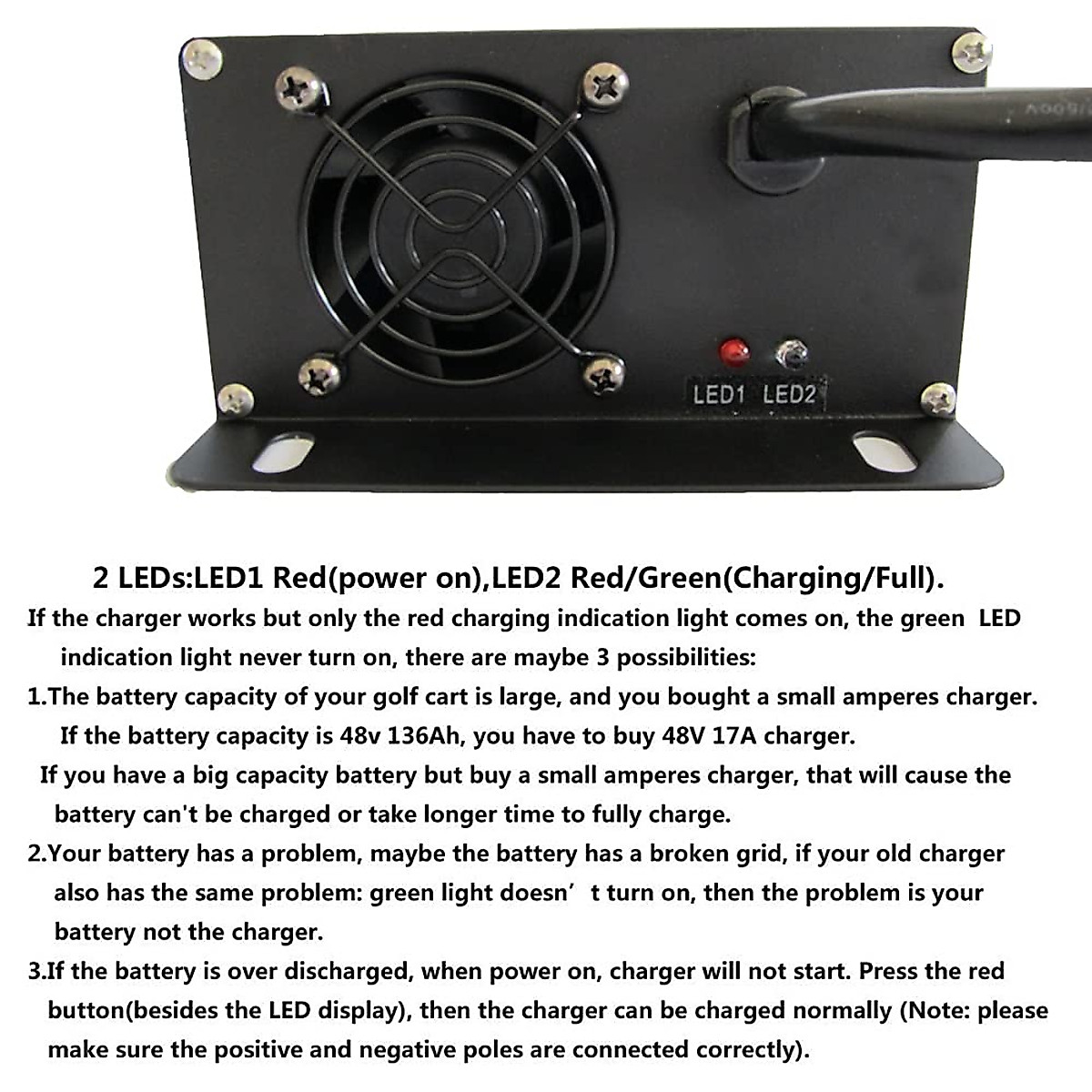 aunstarwei 36V 20A Golf Cart Battery Charger with Crowsfoot Style Connector Crowfoot Plug