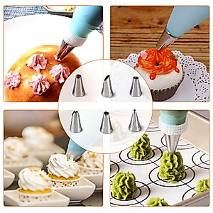 Macaron Silicone Baking Mats, Jsdoin Reusable Nonstick Macaron Parchment Paper, Baking Supplies Set, Include 2 Sheet Macaron Parchment Paper(16"x11.8"), 12 Piping Tip, 2 Piping Bag and 2 Bag Tie