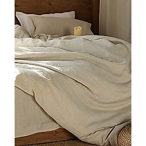 XZ XIFA Linen Duvet Cover, 100% Natural French Flax, Breathable & Durable Textured Bedding, Cooling Duvet Cover Sets 3pcs-1 Duvet Cover and 2 Pillow Shams (King Size, Linen)