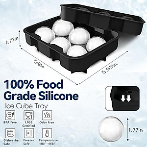 Ice Cube Tray, Silicone Large Ice Cube Molds for Freezer with Lid (4 Pcs), 6 Ball Ice Tray, 4 Diamond & 6-Ice Trays, Reusable Ice Mold for Whiskey ，Drinks，Juices and Cocktails. (Black)
