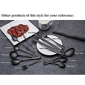 HOMQUEN 6-Pieces Stainless Steel Steak Knives Set, Black Knife Set-Use for Home Kitchen or Restaurant (Black)