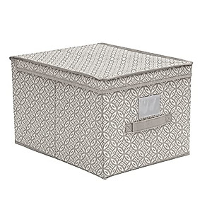 Simplify Boho Large Storage Box | Foldable | Collapsible | Flip Top Lid | Bedroom & Closet Organization | Clothes | Toys | Grey