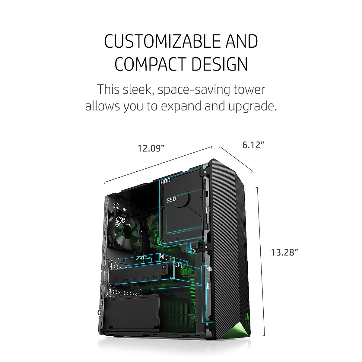 HP Pavilion Gaming Desktop, NVIDIA GeForce GTX 1650 SUPER, Intel Core i3-10100, 8 GB DDR4 RAM, 256 GB PCIe NVMe SSD, Windows 11, USB Mouse and Keyboard, Compact Tower Design (TG01-1022, 2020)