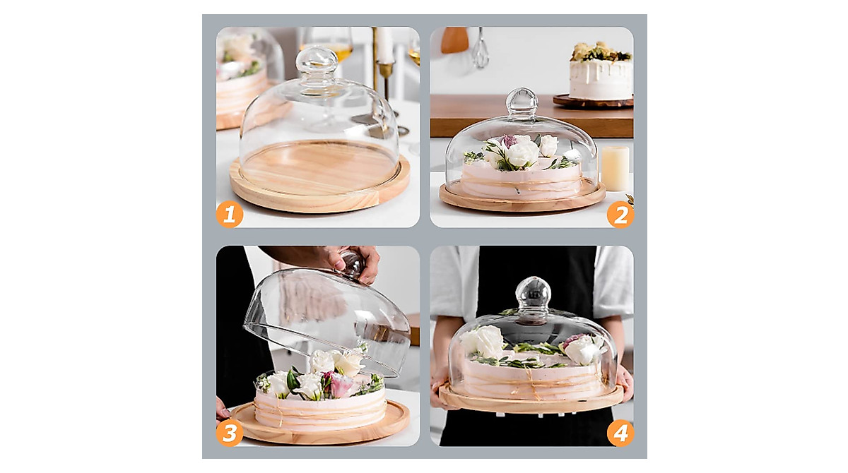 Elegant Cake Serving Tray with Dome & Rotating Design