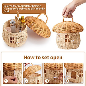 Handmade Wicker Mushroom-Shaped Storage Basket for Outdoor, Kids, Decor, Photography Props
