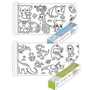 2pcs Children's Drawing Roll - Coloring Paper Roll for Kids, Drawing Paper Roll DIY Painting Drawing Color Filling Paper, 120 * 11.8 Inches(Dinosaur+Animal)