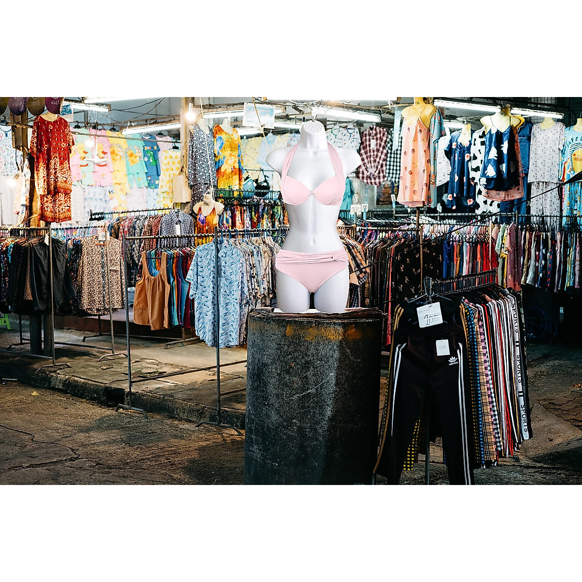 DisplayTown White Female Mannequin Hip Long Hollow Back Body Stackable Dress Form with Hanging Hook for Tshirt Display, Countertop, Craft Shows, Photos and Design, S-M Clothing Size