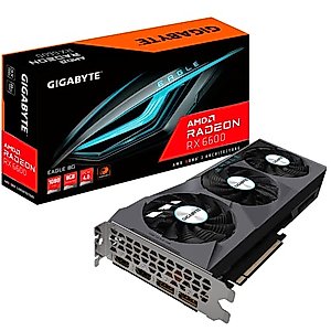 Gigabyte Radeon RX 6600 Eagle 8G Graphics Card, WINDFORCE 3X Cooling System, 8GB 128-bit GDDR6, GV-R66EAGLE-8GD Video Card
