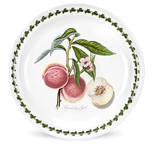 Portmeirion Pomona Collection | Set of 6 | Ceramic Dinnerware Dish Set | Microwave and Dishwasher Safe | Assorted Fruit Motifs | Made in England (Salad Plates)