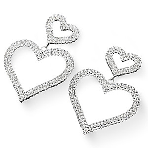 Rave Envy Silver Heart Earrings for Women, Heart Shaped Earrings - Statement Earrings for Womens