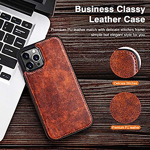 LOHASIC Compatible with iPhone 12 Pro Max Case, Slim Luxury PU Leather Non-Slip Grip Rugged Bumper Shockproof Full Body Protective Cover Phone Cases for iPhone 12 Pro Max 6.7" (2020) - Vintage Brown