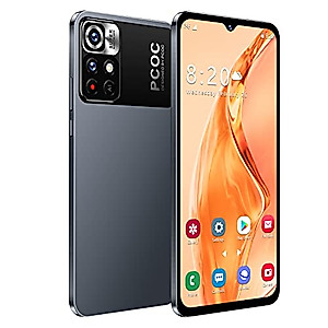 6.1 Inch Screen Smart Phone, Black Stylish Appearance M4 Pro Phone Ultra Thin for Daily Life (US Plug)