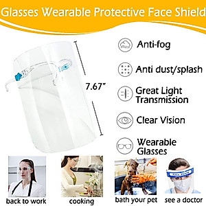 T WILKER 3Pcs Unisex Safety Goggle Shield Reusable Face Shield Visor Facial Cover for Women Men Washable Transparent Anti-Fog Eyes Protection