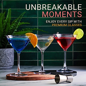 Unbreakable Plastic Martini Glasses, 100% Tritan Shatterproof Plastic Cocktail Glasses, Premium Quality, BPA-Free Dishwasher-Safe Reusable, 8 oz Set of 4