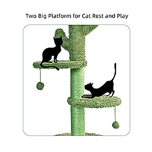 BOLUO Cat Scratching Post for Large Cats Tree Catcus Tall Cat Scratcher Posts Toy Cute Kitten Kitty Sisal Rope Scratch with Teaser Ball Outdoor 31 Inch