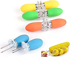 Aeyistry 8 Pcs Stainless Steel BBQ Corn Holders Multifunction for Corn On The Cob Stainless Steel BBQ Tools