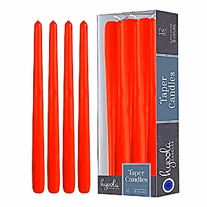 Hyoola 12 Pack Tall Red Taper Candles - 10 Inch Red Dripless, Unscented Dinner Candle - Paraffin Wax with Cotton Wicks - 8 Hour Burn Time.