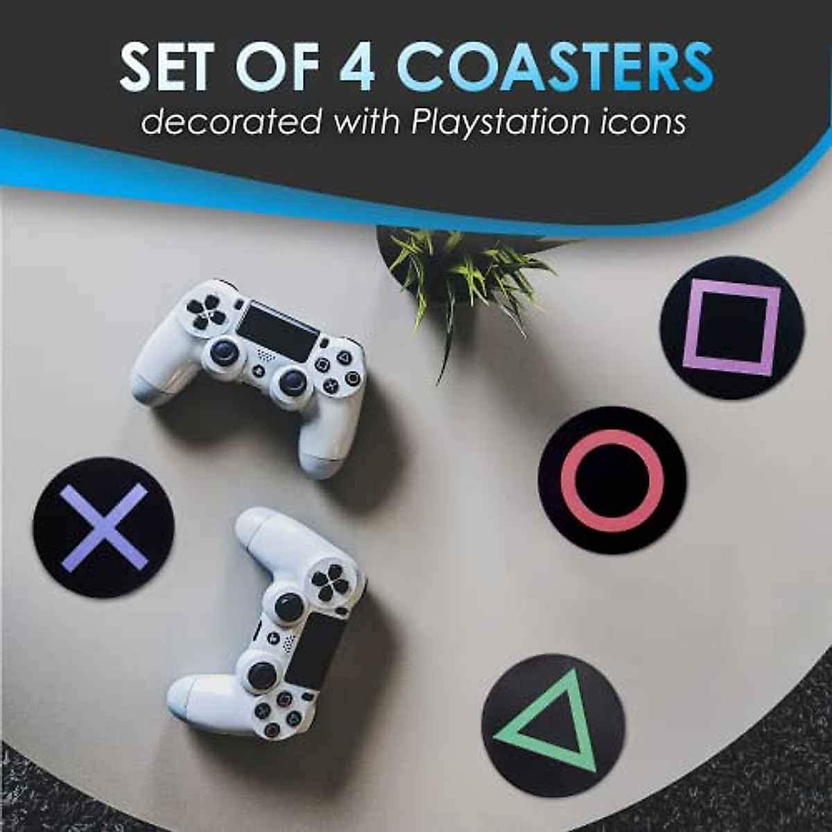 Paladone PlayStation Metal Drink Coasters - Set of Four - Game Room Decor