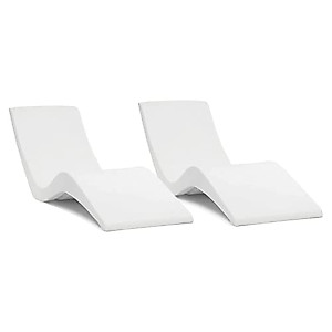 Aqua Outdoors - in-Pool Chaise Lounger - Pool & Sun Shelf Lounge Chair - Designed for Water Depths Up to 9” - Compatible with All Pool Types - Poolside & Sun Deck Tanning - Set of 2 - Classic White