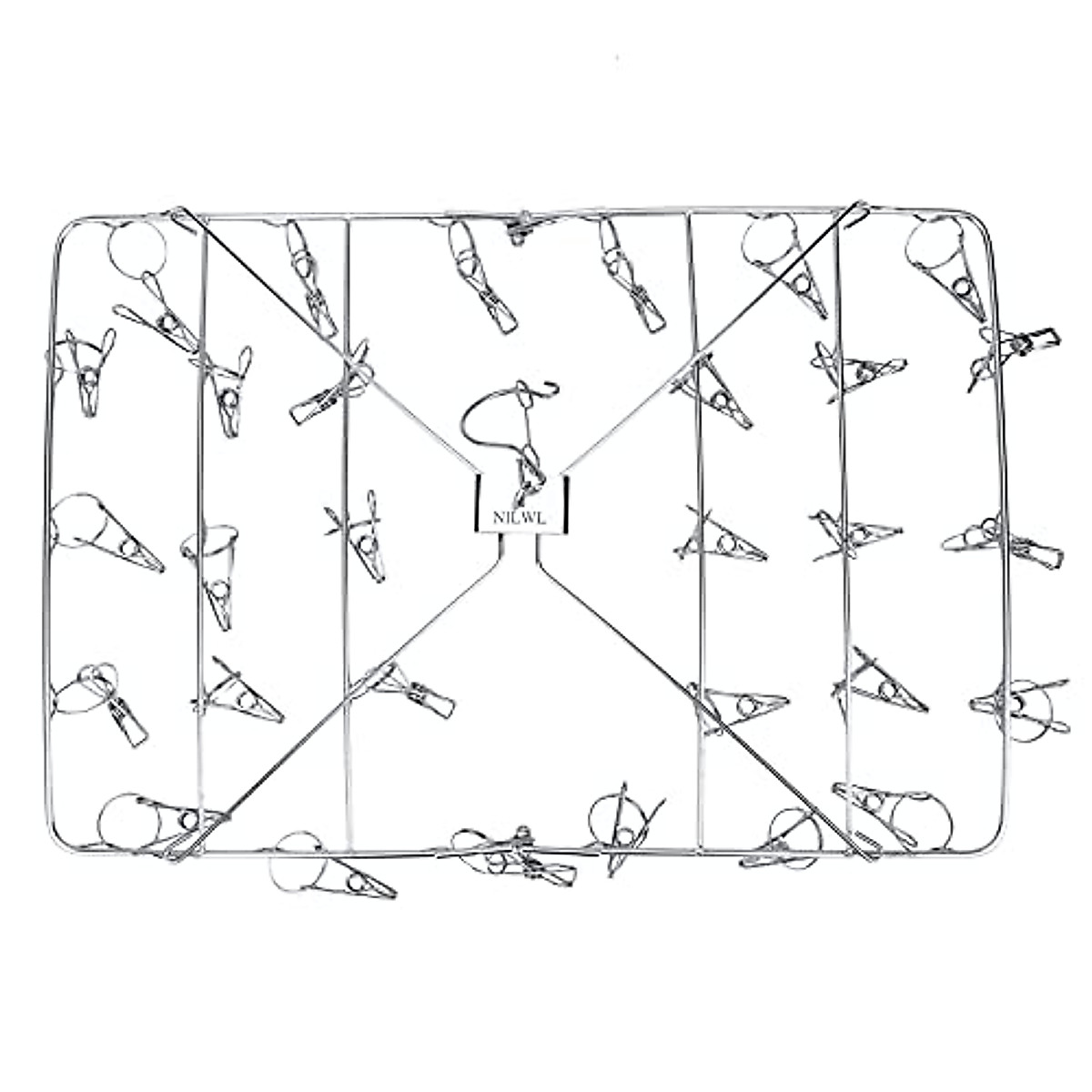 NILWL Clothes Drying Rack for Laundry,Metal Clothes Racks for Hanging Clothes,Laundry Drying Rack for Underwear,Bra,Baby Clothes,Glove,Clothes Drying Rack Folding Indoor,Sock Hanger with 30 Clips