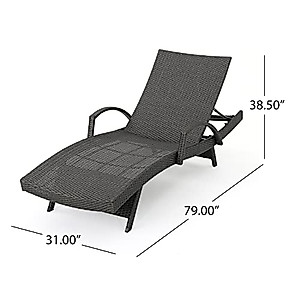 Christopher Knight Home Salem Outdoor Wicker Arm Chaise Lounges, 2-Pcs Set