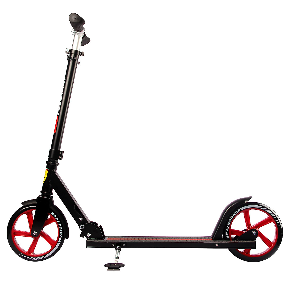 DAKOTT Ferrari Foldable Kick Scooter 2 Wheel, Quick-Release Folding System, Shock Absorption Mechanism, Large 200mm Wheels Scooters for Adults and Teens, Black, (FXA2080BLK)