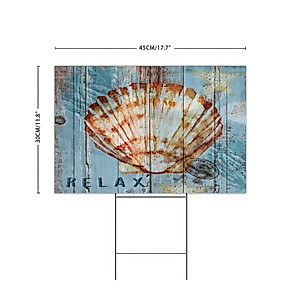 Nautical Beach Ocean Theme Underwater Shells Lawn Sign Lawn Yard Decorations for Construction 12x18 Inch Custom Yard Signs with Stakes Coastal Seascape Painting Metal Yard Lawn Sign for House Rent