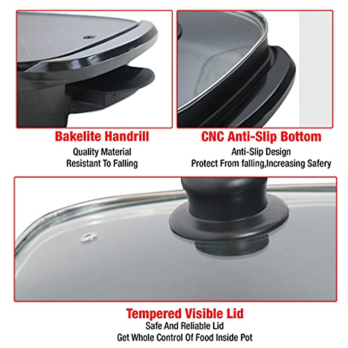 Electric Grill Indoor Outdoor Hot Pot with Grill Korean Bbq Grill with Divider 2200W,110V Large Capacity Multifunctional Non-Stick Separate Dual Temperature Control | for 2 - 10 People, Black