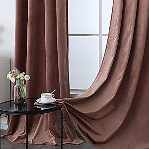 Timeper Pink Velvet Curtains 84 inches - Elegant Decor Mauve Blackout Curtains Wild Rose Curtains Drapes with Grommet top for Living Room/Daughter Bedroom, Wild Rose, W52 x L84, 2 Panels