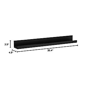 InPlace Shelving, 09084680, Floating Shelf with Picture Ledge, 35.4 Inches Wide x 4.5 Inches Deep x 3.5 Inches High, Black