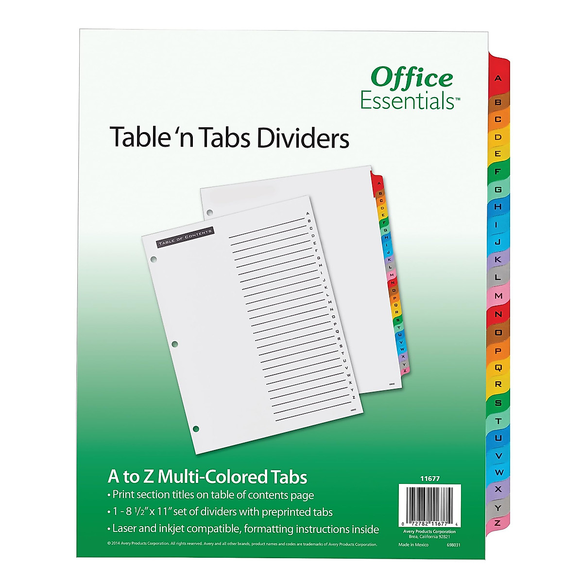 Office Essentials 11677 Table 'n Tabs Dividers, 26-Tab, Letter