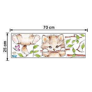 Cartoon Cute Cat On The Tree Branches Wall Decals Removable Kitty Wall Stickers Decor Girls Bedroom Decal Kids Nursery Sticker Bathroom Wall Art Decoration Kitty Decals Cats Wall Sticker