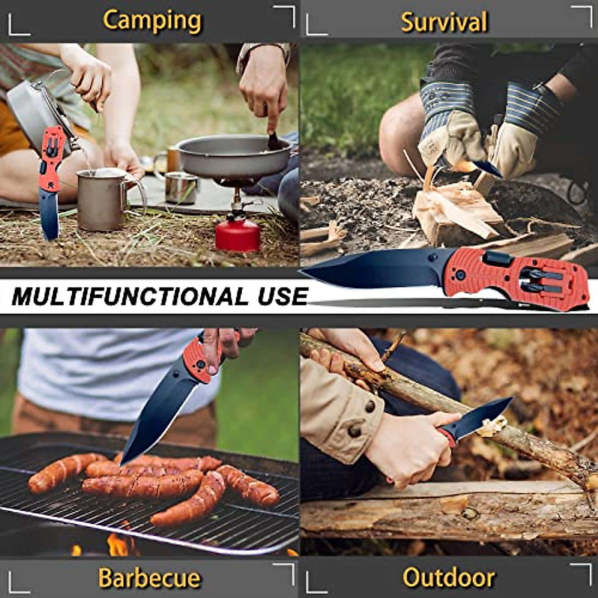 MADSABRE Folding Pocket Knife, Gift for Men, Folding Knives with Liner Lock, Multifunction Tools Knife for Hiking, Camping, Survival, Hunting, Camping Knife with Pocketclip
