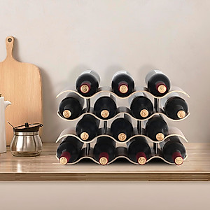 Bellglee 14 Bottles Wine Racks Countertop for Shelf, 4-Tier Wooden Wine Bottle Holder Stand, freestanding Wine Storage for Inside Cabinet Organizer for Home Décor, Bar and Pantry