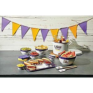 College Kitchen Collection LSU Serving Party Bowls / Mixing Bowls Set / Food Appetizer Serveware - 4 Piece, White
