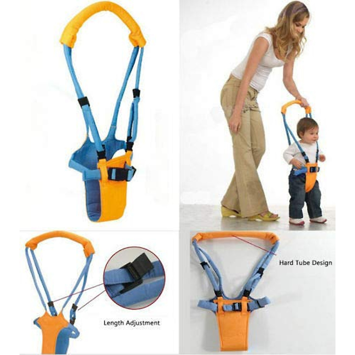 Toddler Baby Walking Harness Assistant Belt Kids Handheld Learning Walk Helper Support Trainer Tool (Baby Walking Harness - Blue Orange, 6-14 Months)