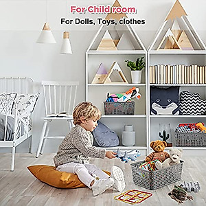 AREYZIN Sef of 12- Plastic Strage Baskets for Organizing 6 Pack + Lidded Storage Baskets Plastic Bins Organizer Containers 6 Pack