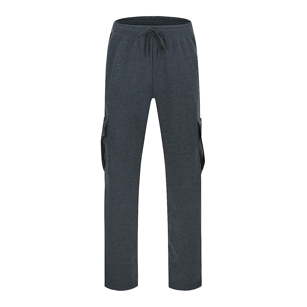 Men's Heavyweight Fleece Cargo Sweatpants Stretch Elastic Waist Trousers Drawstring Loose Fit Joggers with Pockets