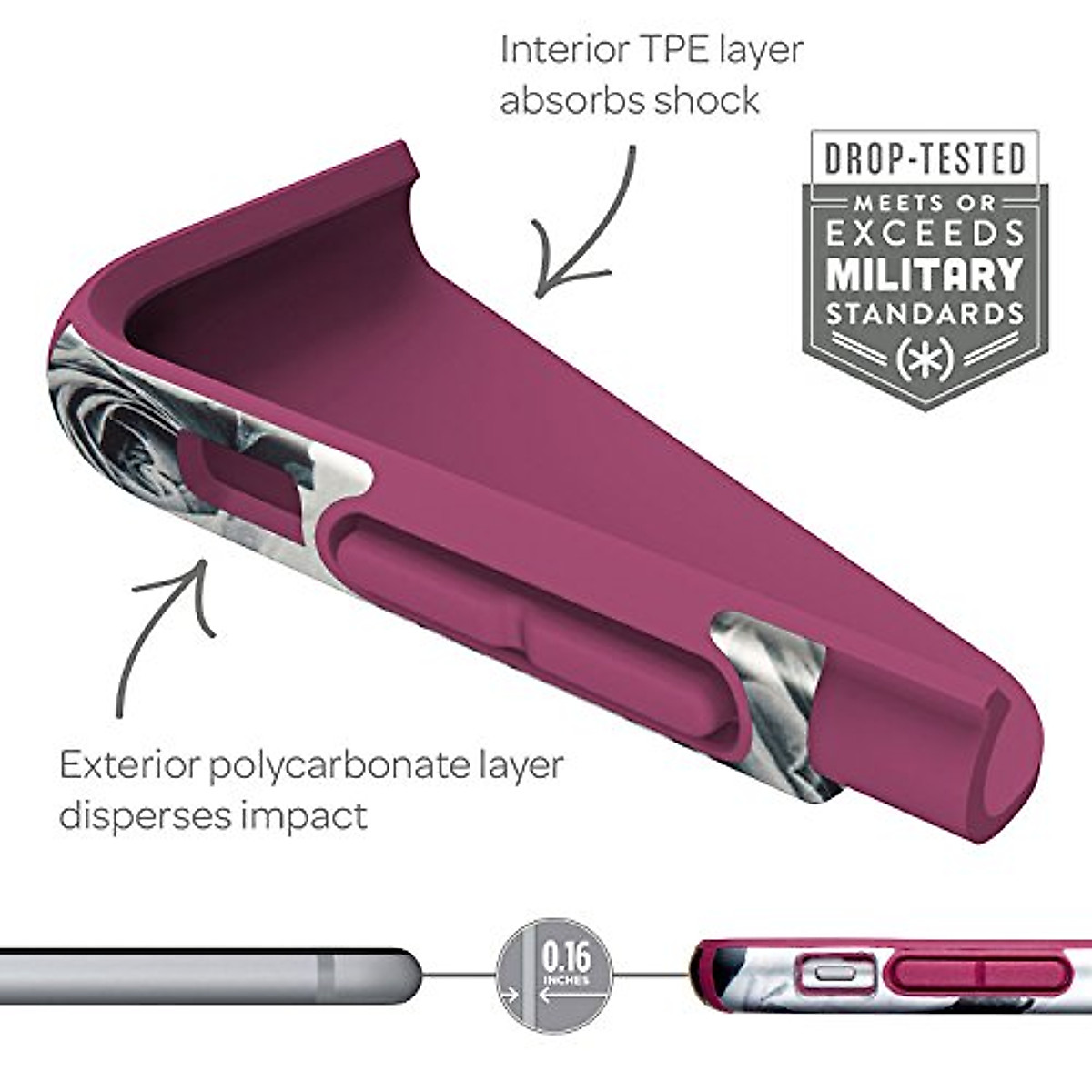 Speck Products CandyShell Inked Luxury Edition Case for iPhone 6 Plus/6S Plus - Retail Packaging-Silver Ombre/Nickle Grey