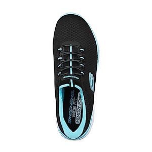 Skechers Women's Summits Sneaker, Black/Turquoise, 9