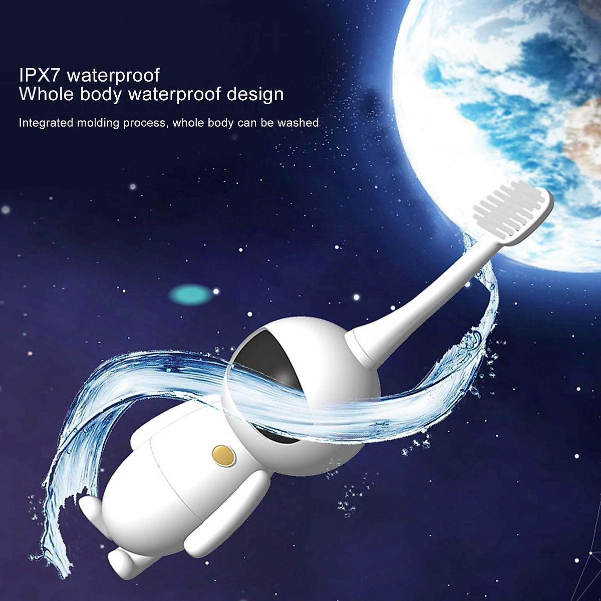 Sonic Rechargeable Kids Electric Toothbrush with 3 Brush Head, Cute Shaped Toothbrush for Children, IPX7 Waterproof