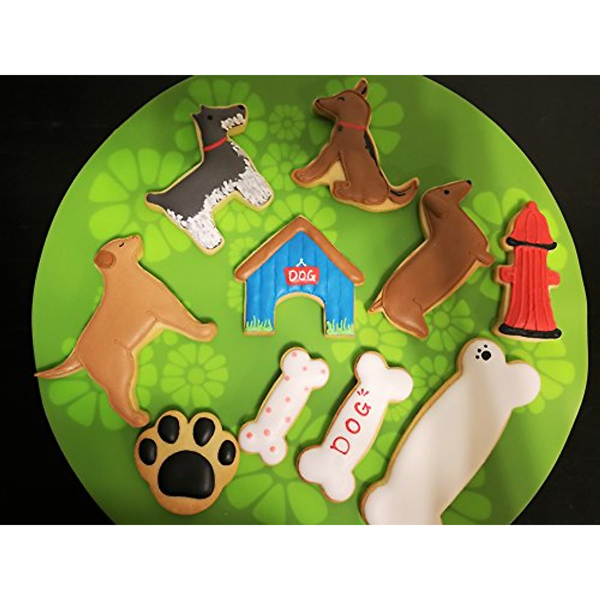 JOKUMO Dog Lover Complete Cookie Cutters Set – 10 PC High Grade 430 Stainless Steel –Golden Retriever, Miniature Schnauzer, Dachshund, Dog sit position, Dog Paw, Dog House, Fire Hydrant and 3 Dog Bone