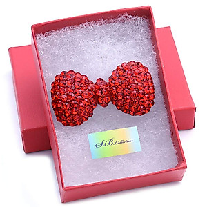 Red Rhinestone Ribbon Bowtie Party Cocktail Ring Adjustable Stretch Band Valentine's Day Jewelry