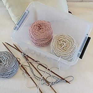 Anbers 1 Pack Plastic Box with Handle, 12 Quart Clear Bin with Lid