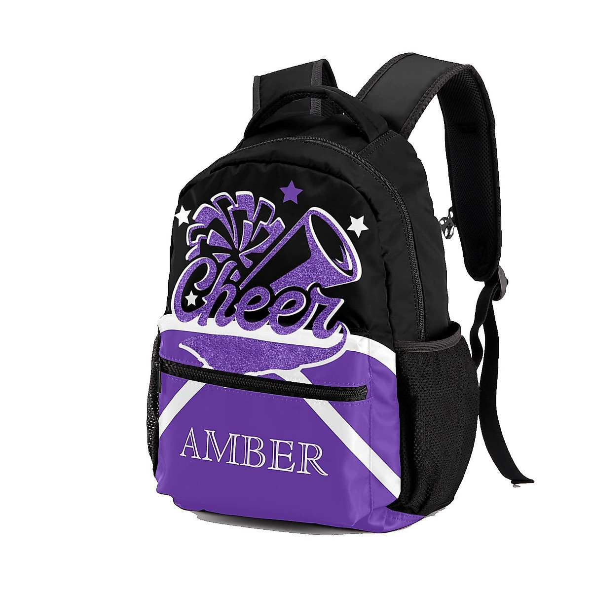 SunFancyCustom Star Cheerleaders Cheer Purple Backpack Personalized Daypack Laptop Travel Hiking Bag with Name