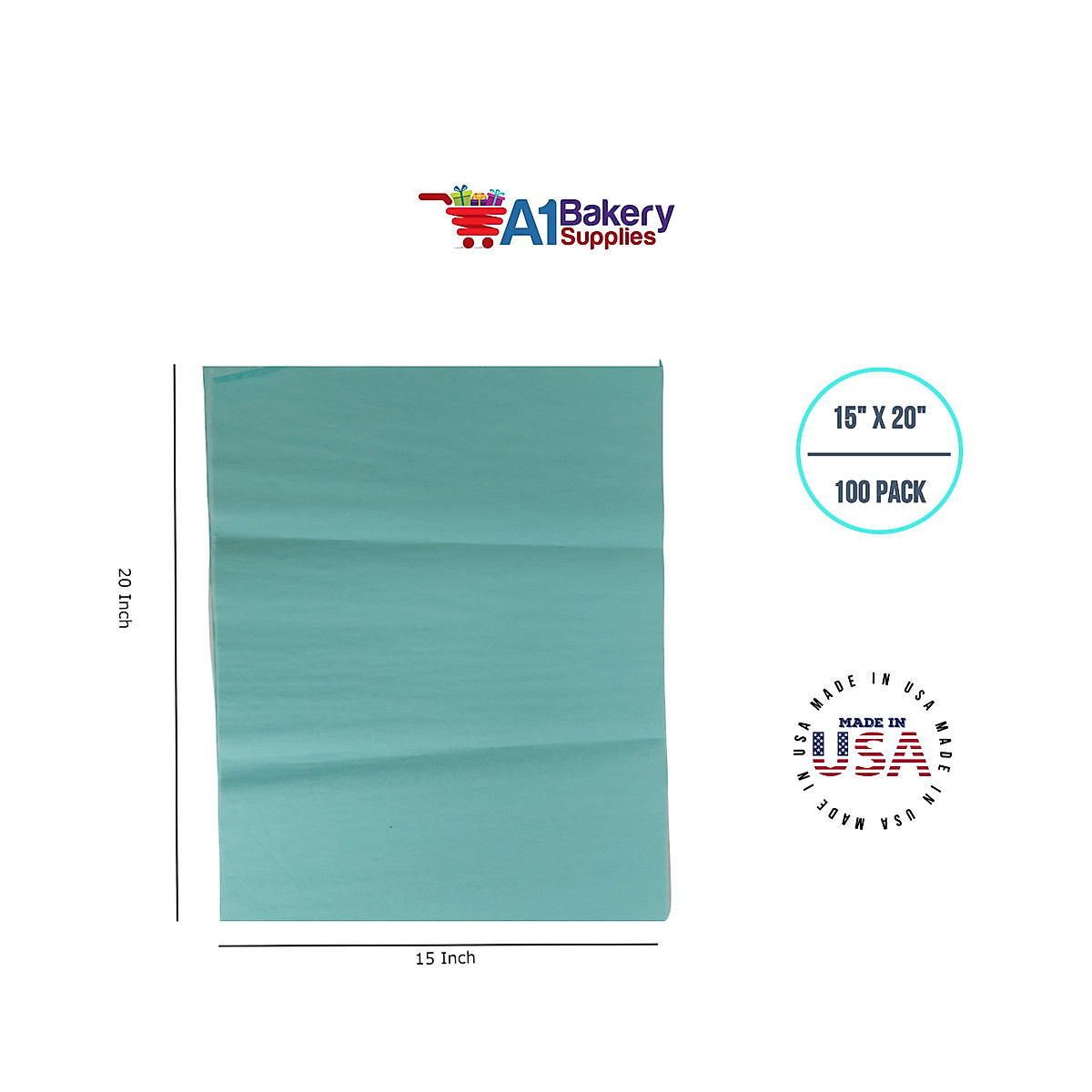 A1 Bakery Supplies Pistachio Green Bulk Tissue Paper 15 Inch x 20 Inch - 100 Sheets Premium Paper