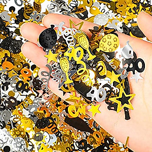 3000 Pieces Birthday Confetti Glitter Number Birthday Decorations Anniversary Metallic Foil Table Glitter Confetti Confetti Party Supplies for Birthday Anniversary (40th Style)