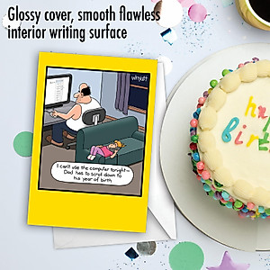 NobleWorks - 1 Cartoon Birthday Greeting Card Funny - Hilarious Bday Notecard with Envelope, Comic Humor Celebration - Age Scroll C3679BDG