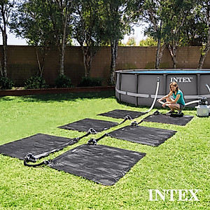 Intex 47'x47' Solar Pool Water Heater Mat for 8,000 Gallon Above Ground Swimming Pool with Hose Attachment 2 Adaptors and Bypass Valve, Black (3-Pack)