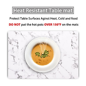 Marble Faux Leather PU Placemats, Set of 4, Washable, Stain Resistant for Dining Room Kitchen Table Decor